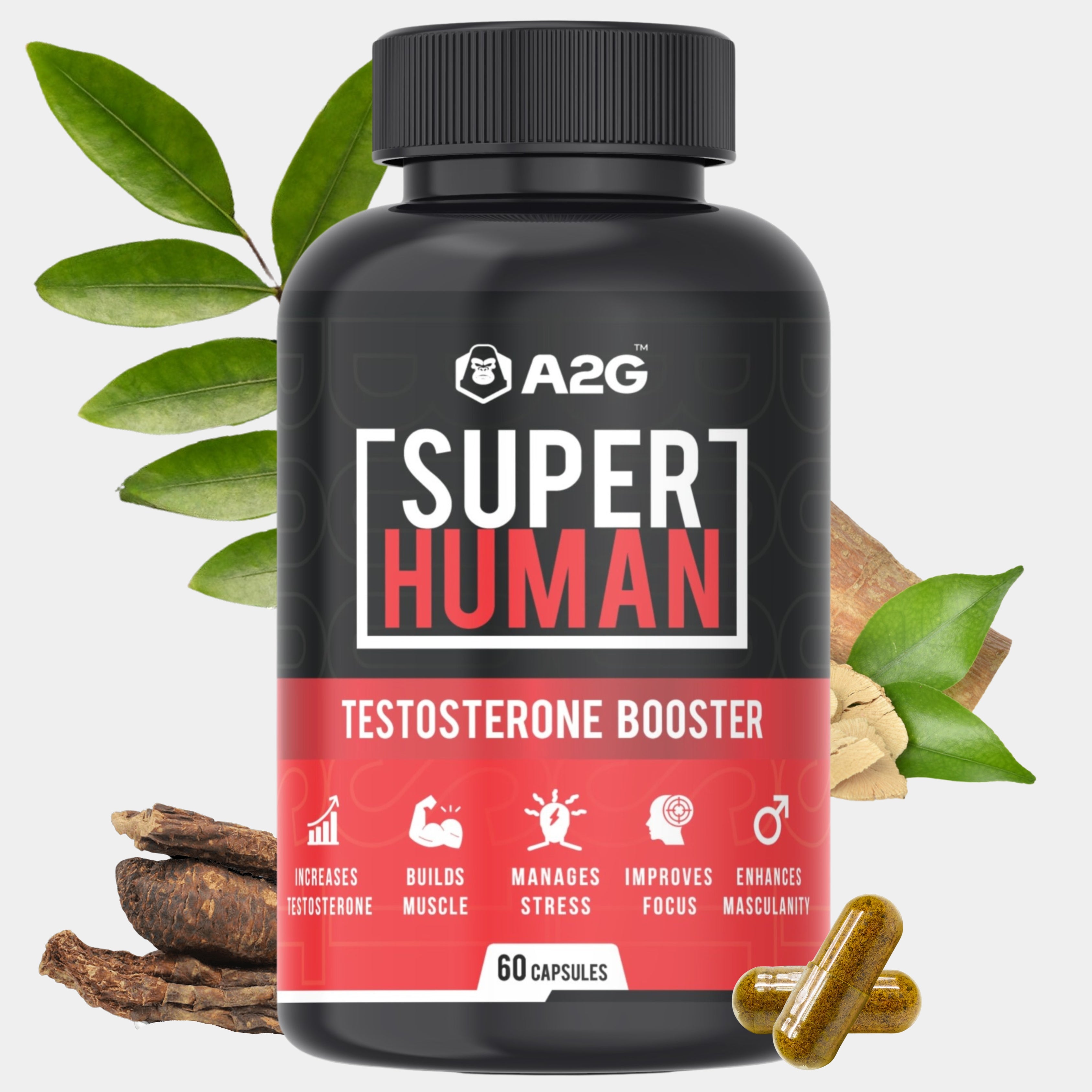 SUPERHUMAN | Advanced Testosterone Booster for Men (60 Capsules, Pack of 1)